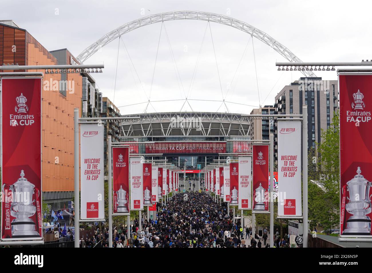 A general view of fans on Wembley Way ahead of the Emirates FA Cup semi ...