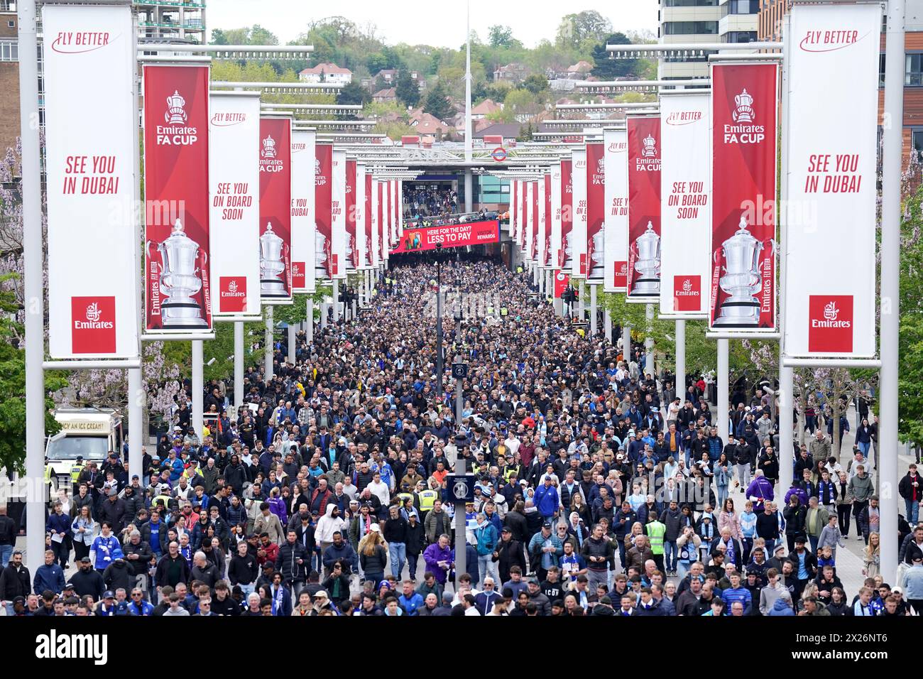 A general view of fans arriving on Wembley Way ahead of the Emirates FA ...