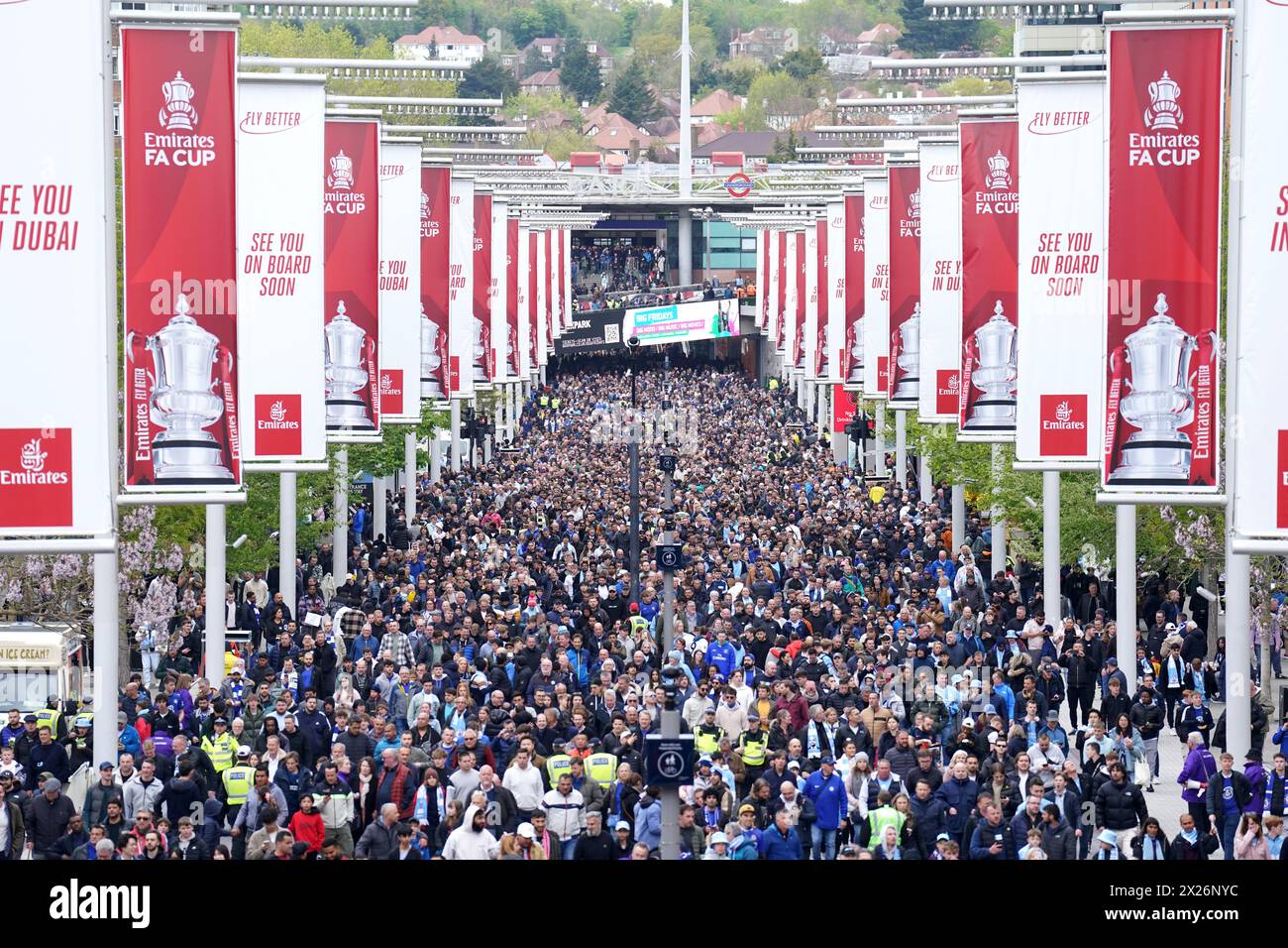 A general view of fans arriving on Wembley Way ahead of the Emirates FA ...