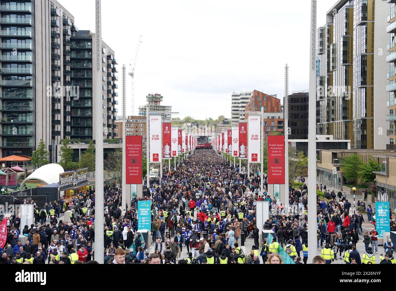 A general view of fans arriving on Wembley Way ahead of the Emirates FA ...