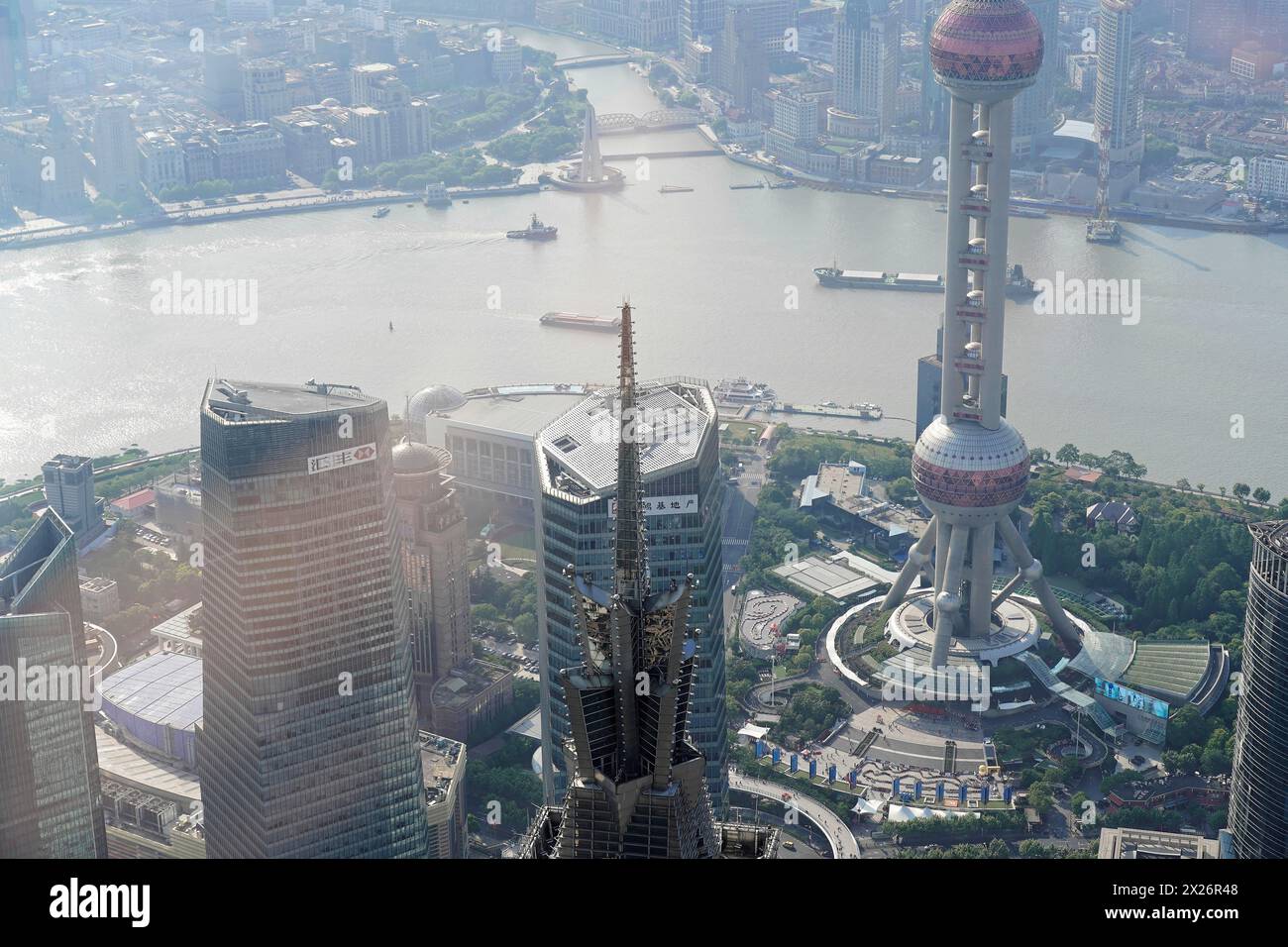 View from the 632 metre high Shanghai Tower, nicknamed The Twist ...