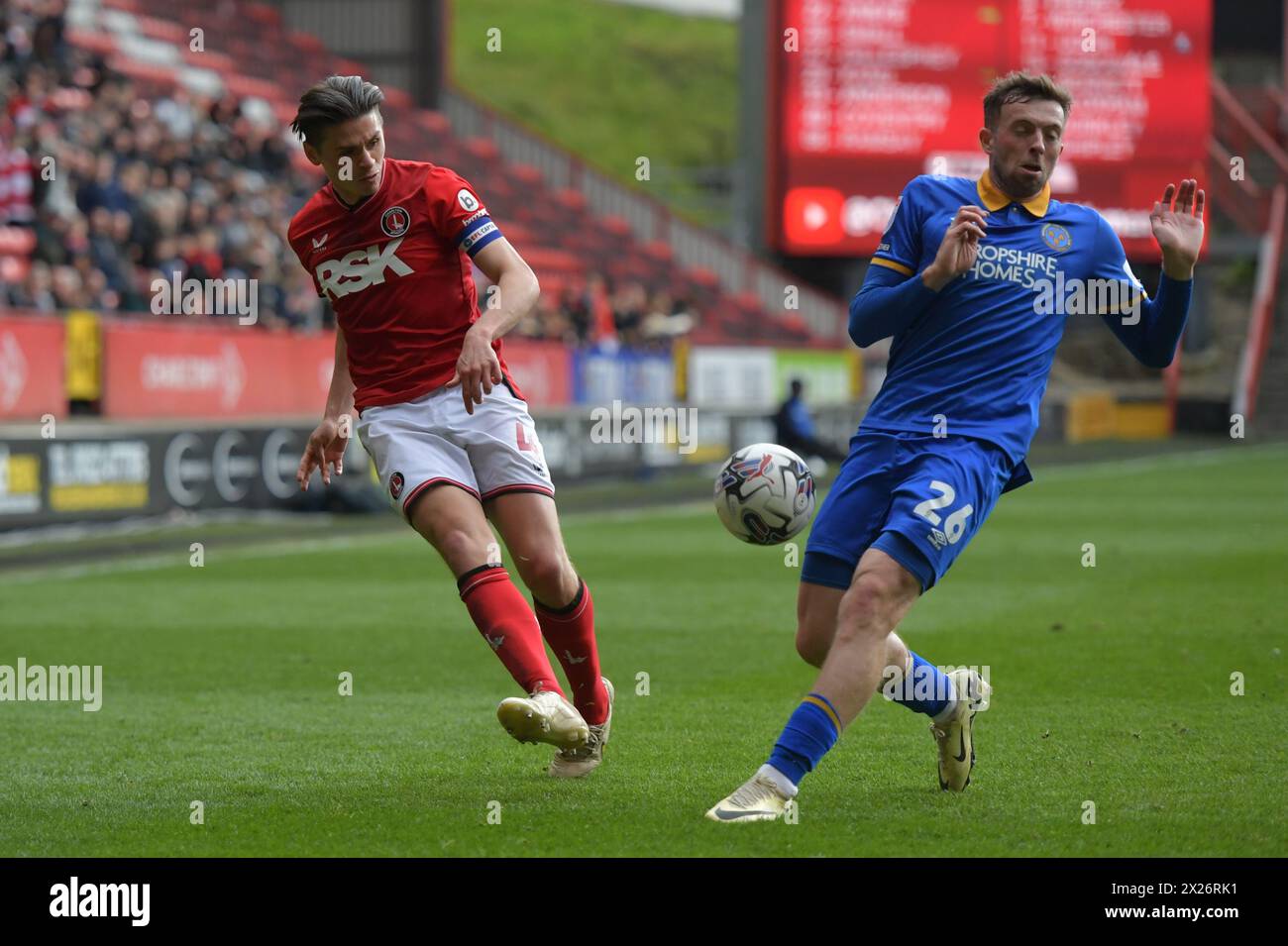 London, England. 20th Apr 2024. George Dobson of Charlton Athletic has ...