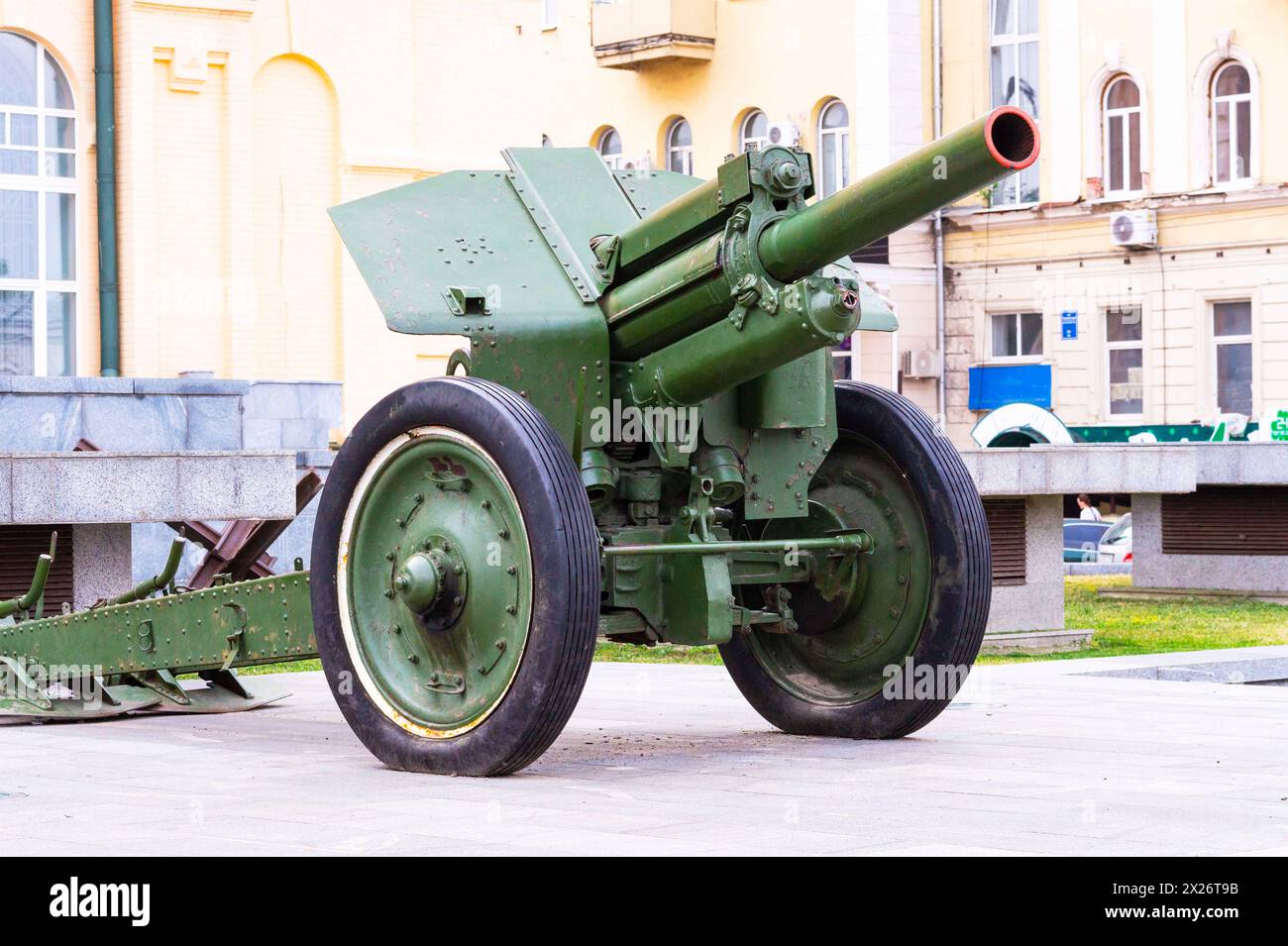 gun of World War II. barrel of a cannon. Concept beginning of war, end ...