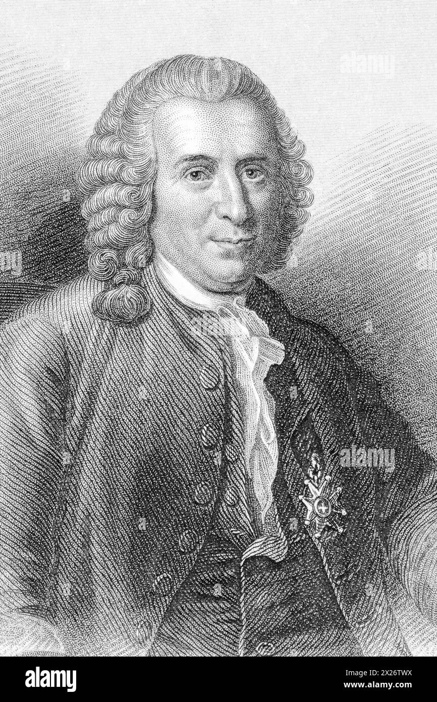 Monochrome portrait of Carl Linnaeus, Carolus Linnæus [1707-1778], the ...