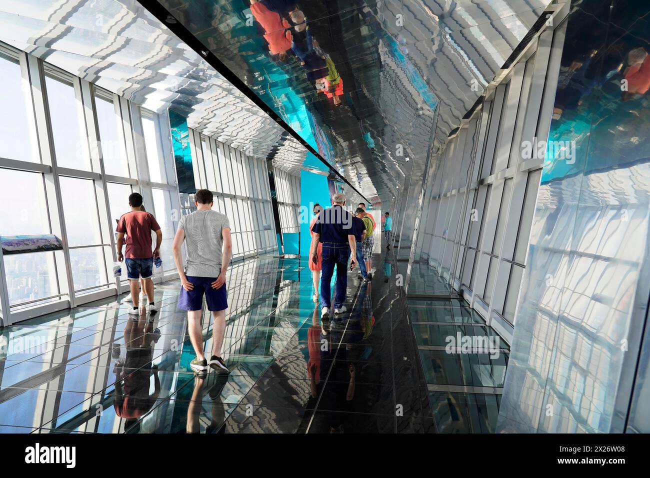 Observation deck, The Bottle Opener at 492 metres, people walking on a ...