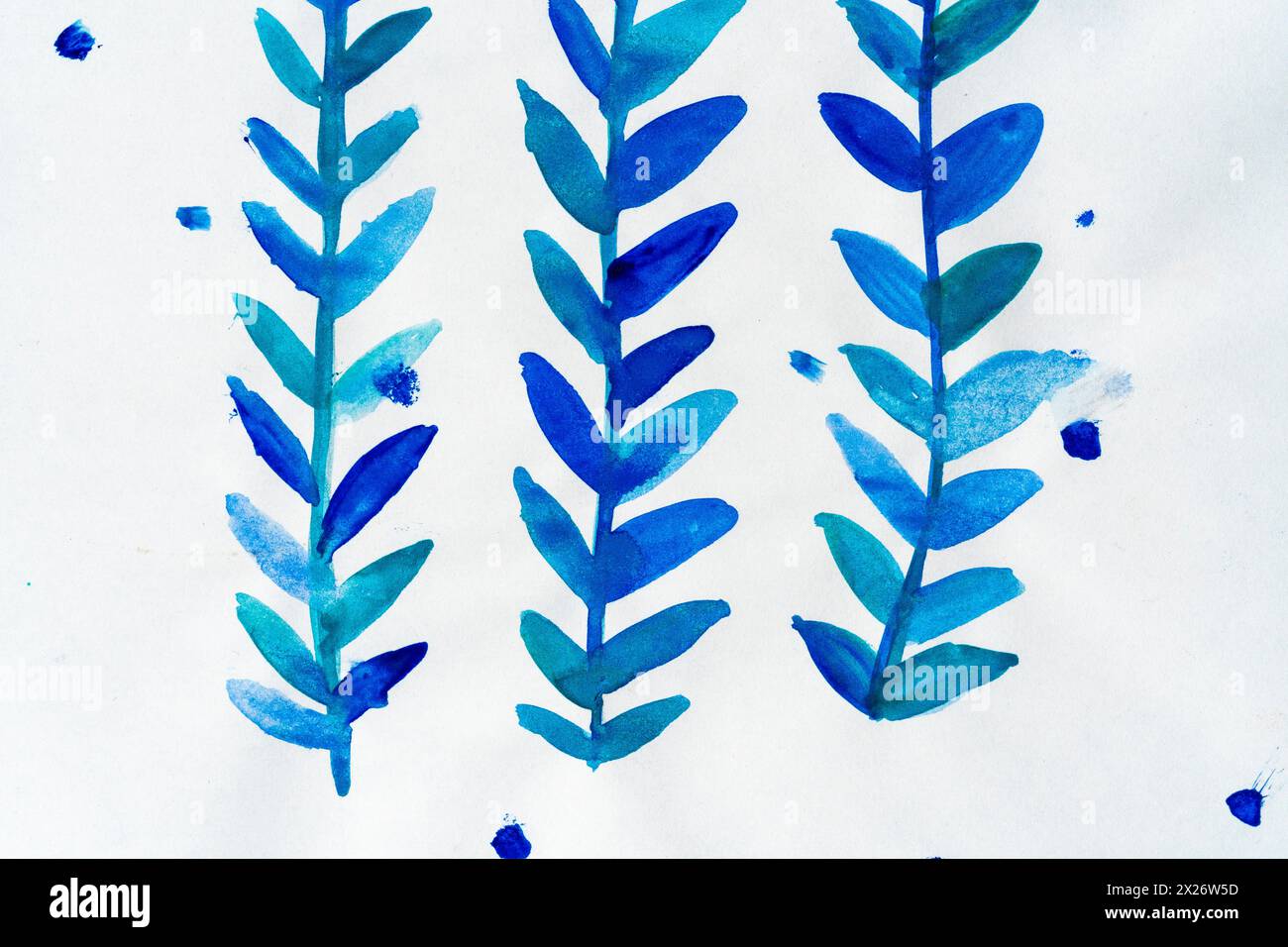 drawing of blue flowers. drawing of blue plants. Spring composition ...