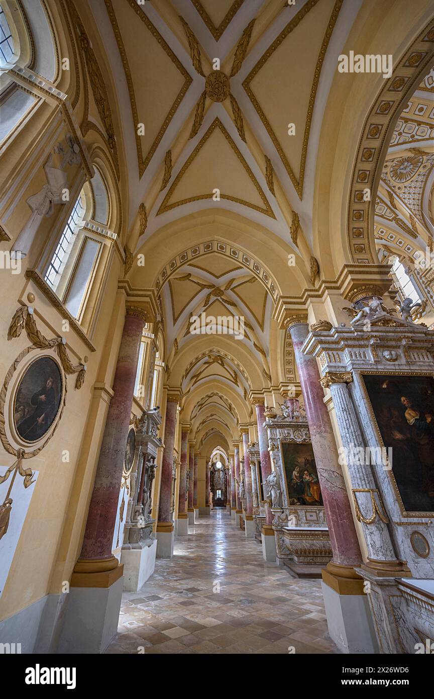 Aisle of Ebrach Abbey, former Cistercian abbey, Ebrach, Lower Franconia ...