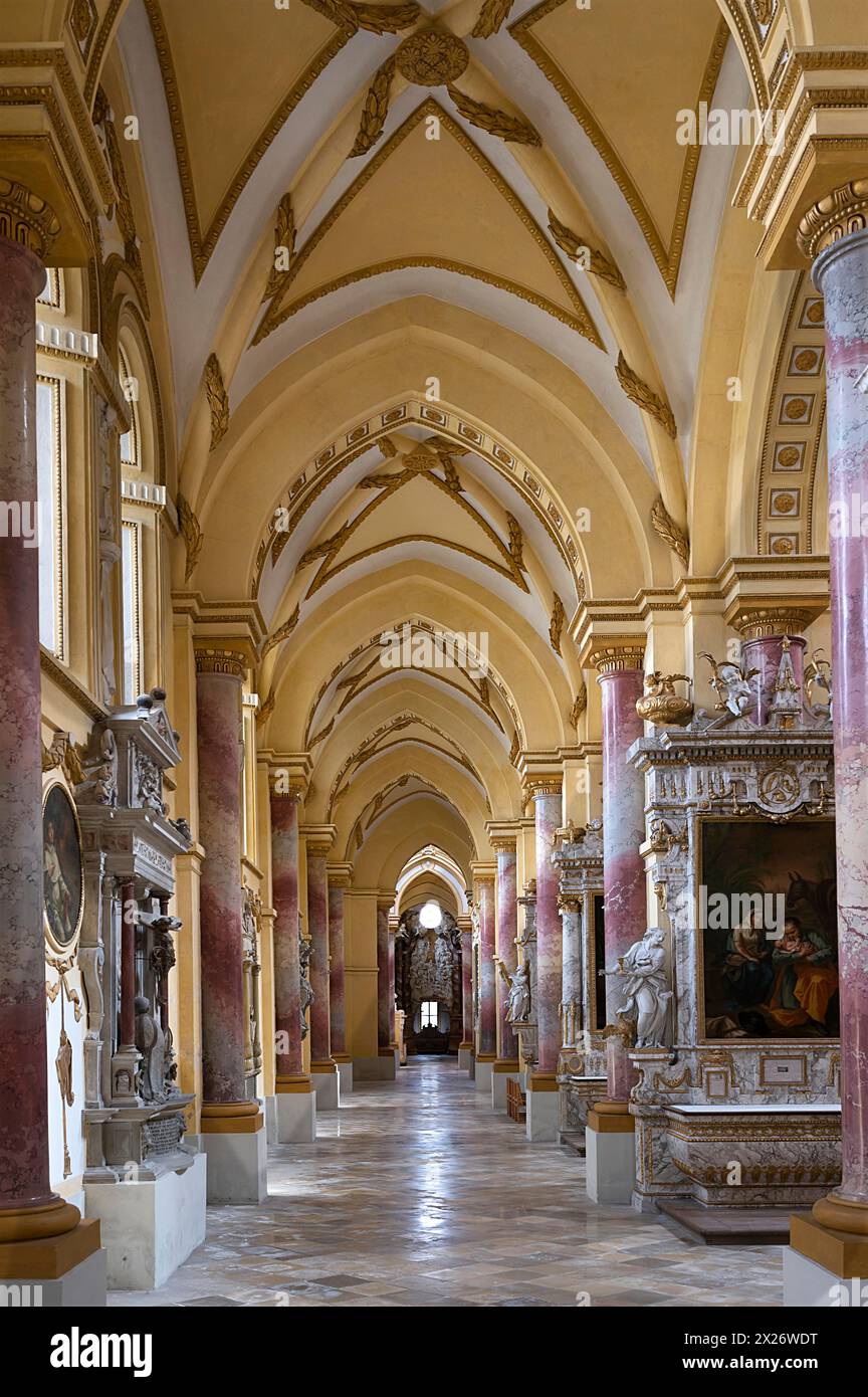 Aisle of Ebrach Abbey, former Cistercian abbey, Ebrach, Lower Franconia ...