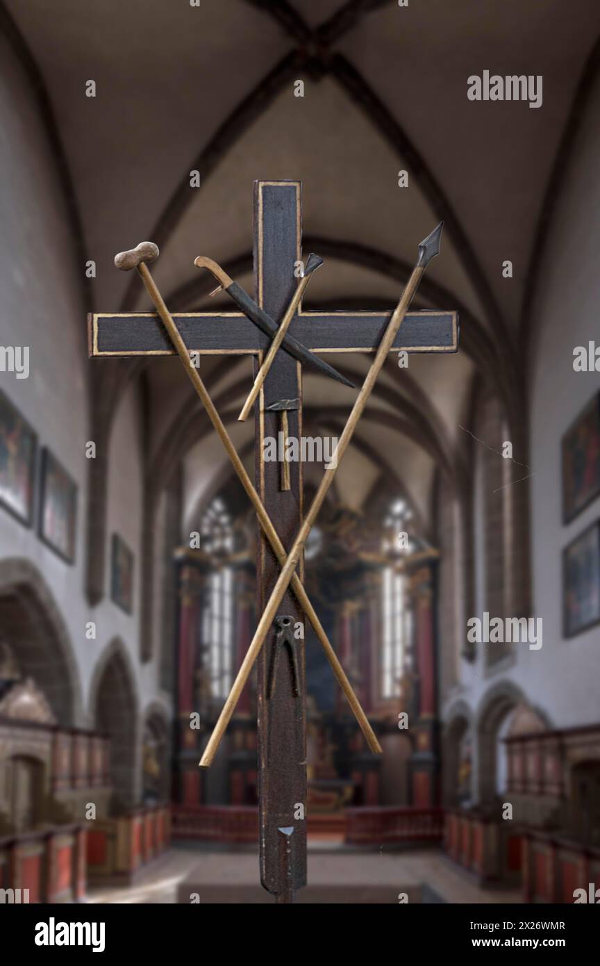 Cross with Jesus' instruments of torture for the procession for 350 ...