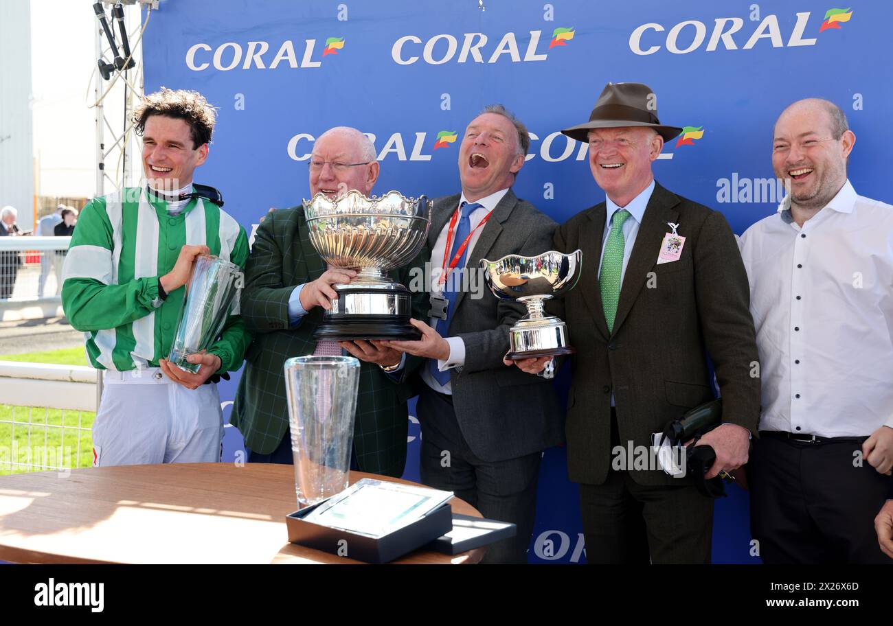 Jockey Danny Mullins (left) and trainer Willie Mullins (second right ...