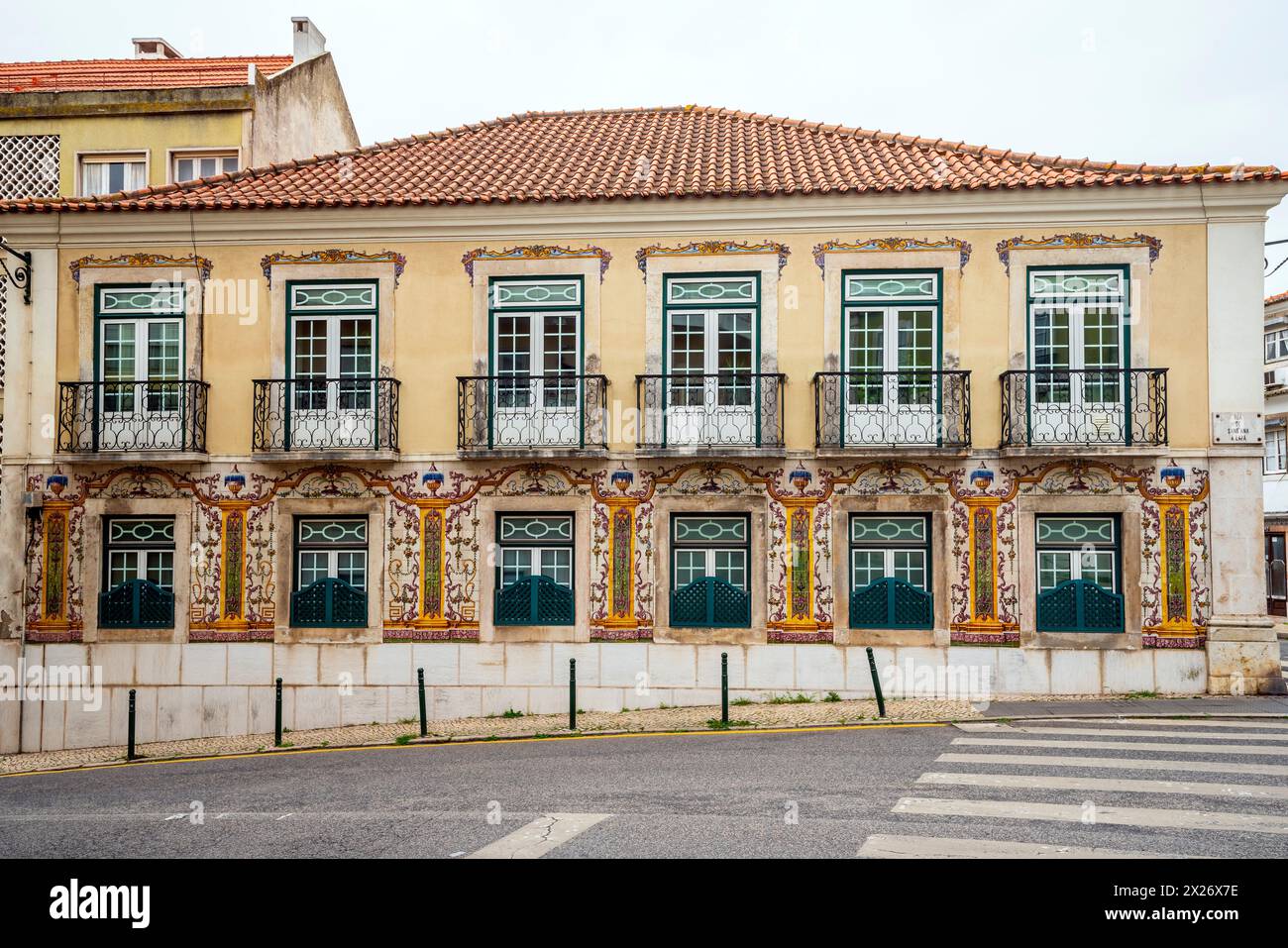 Beautiful azulejo facade on the corner building by Rua de Santana a ...