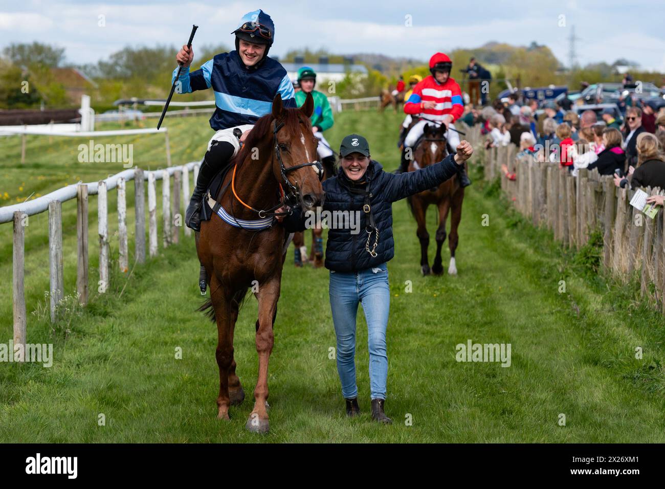 Chaddesley Corbett Racecourse, Worcestershire, Saturday 20th April 2024; Jeux D'Eau and jockey ...