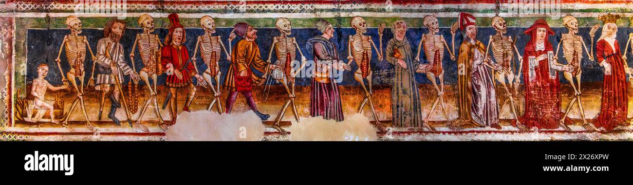 Dance of Death on the south wall, the equality of all people in front of death, Gothic frescoes ...