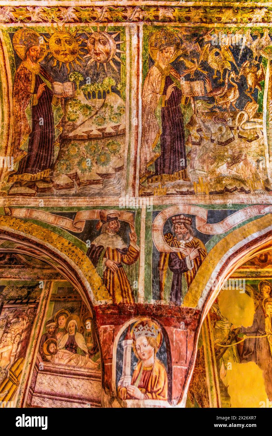 Barrel vaults with a history of creation, Gothic frescoes from 1490, a highlight of medieval ...
