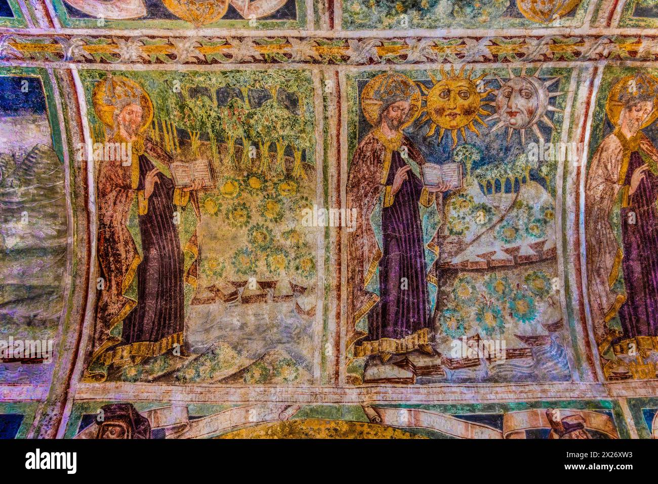 Barrel vaults with a history of creation, Gothic frescoes from 1490, a highlight of medieval ...