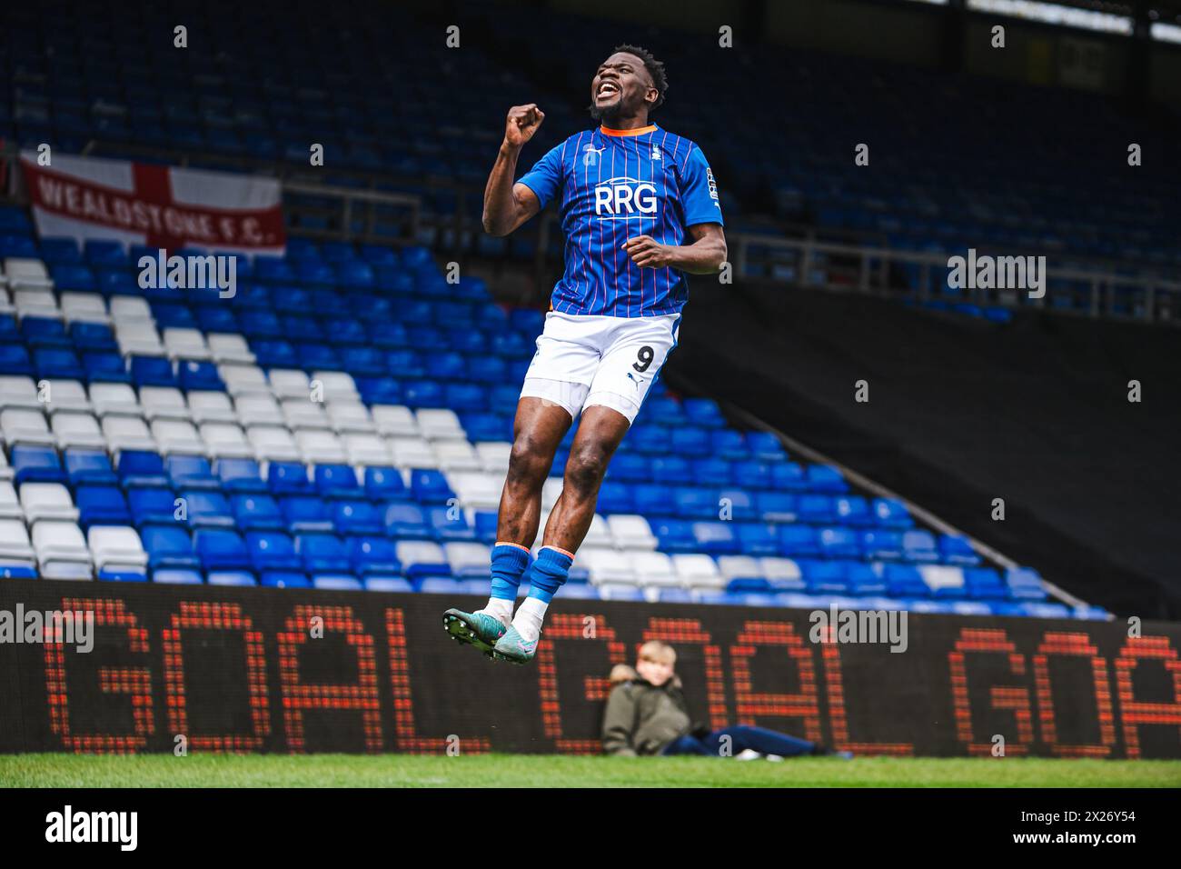Oldham Athletic's Mike Fondop celebrates scoring his side's first goal ...