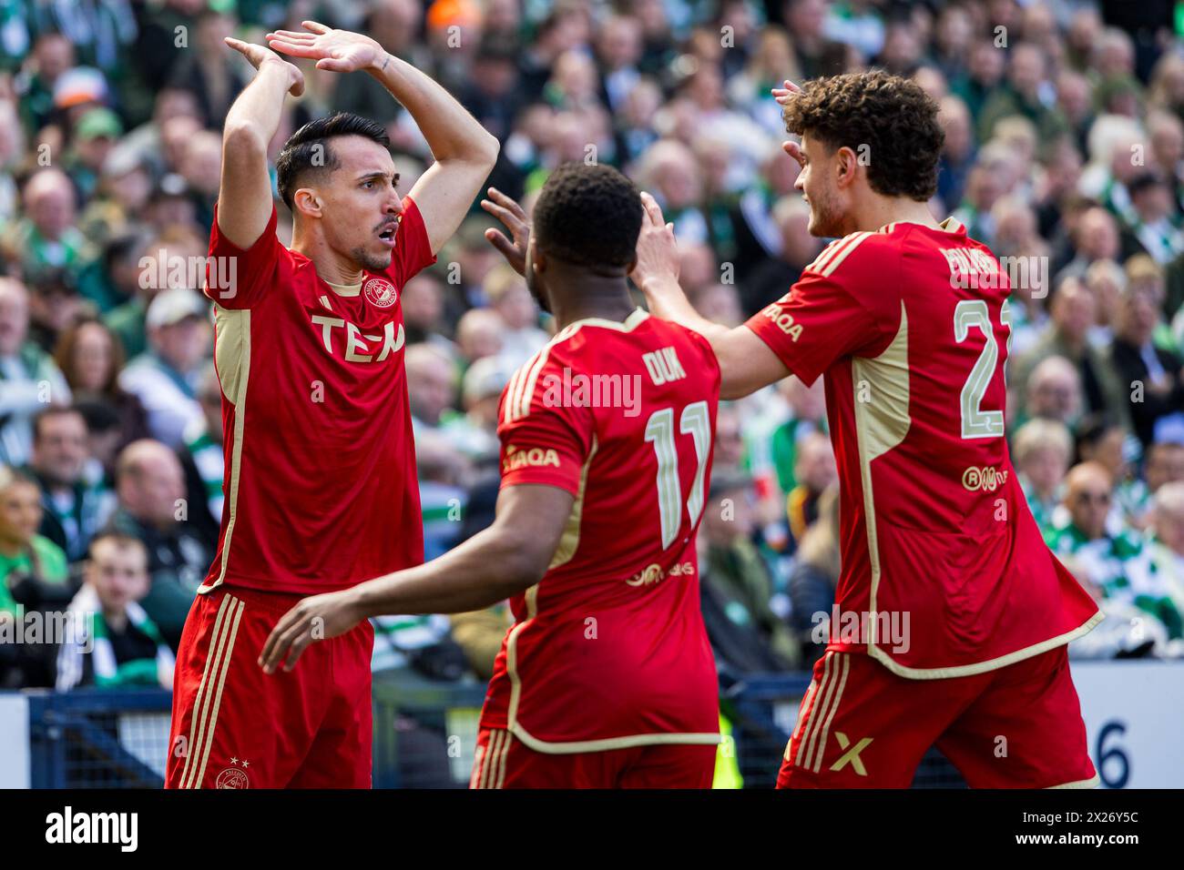 Glasgow, Scotland. 20 April 2024. Aberdeen celebrate going infront very ...