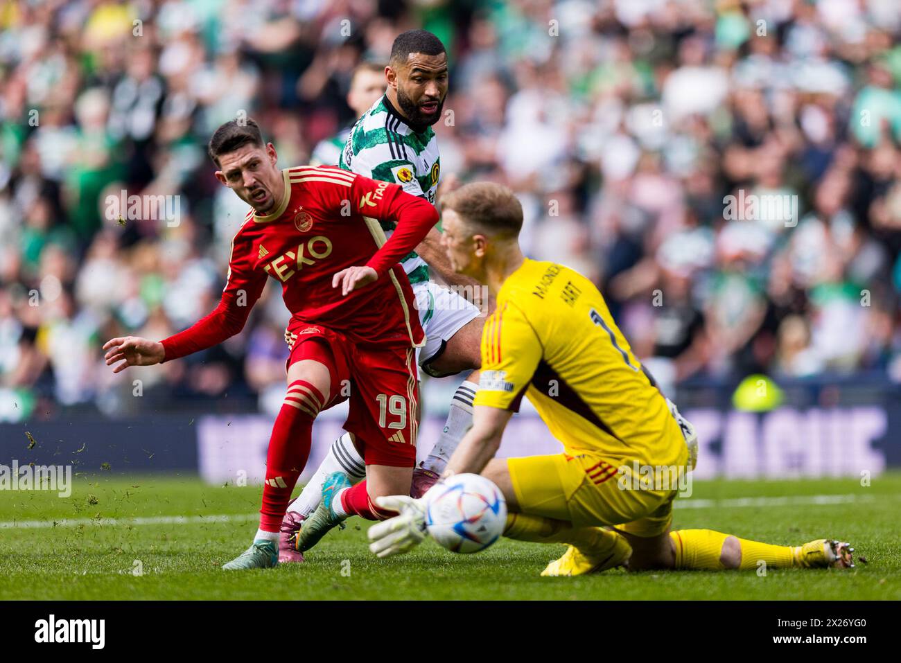 Glasgow, Scotland. 20 April 2024. Ester Sokler (19 - Aberdeen) looks to ...