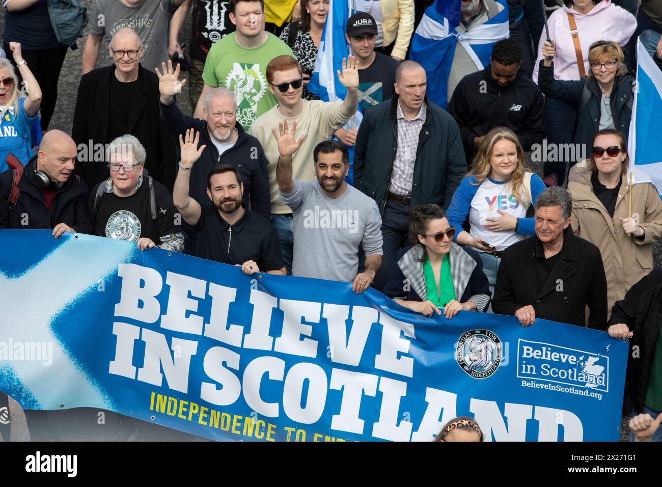 Glasgow, Scotland, 20 April 2024. Believe in Scotland pro-Independence rally, with First ...