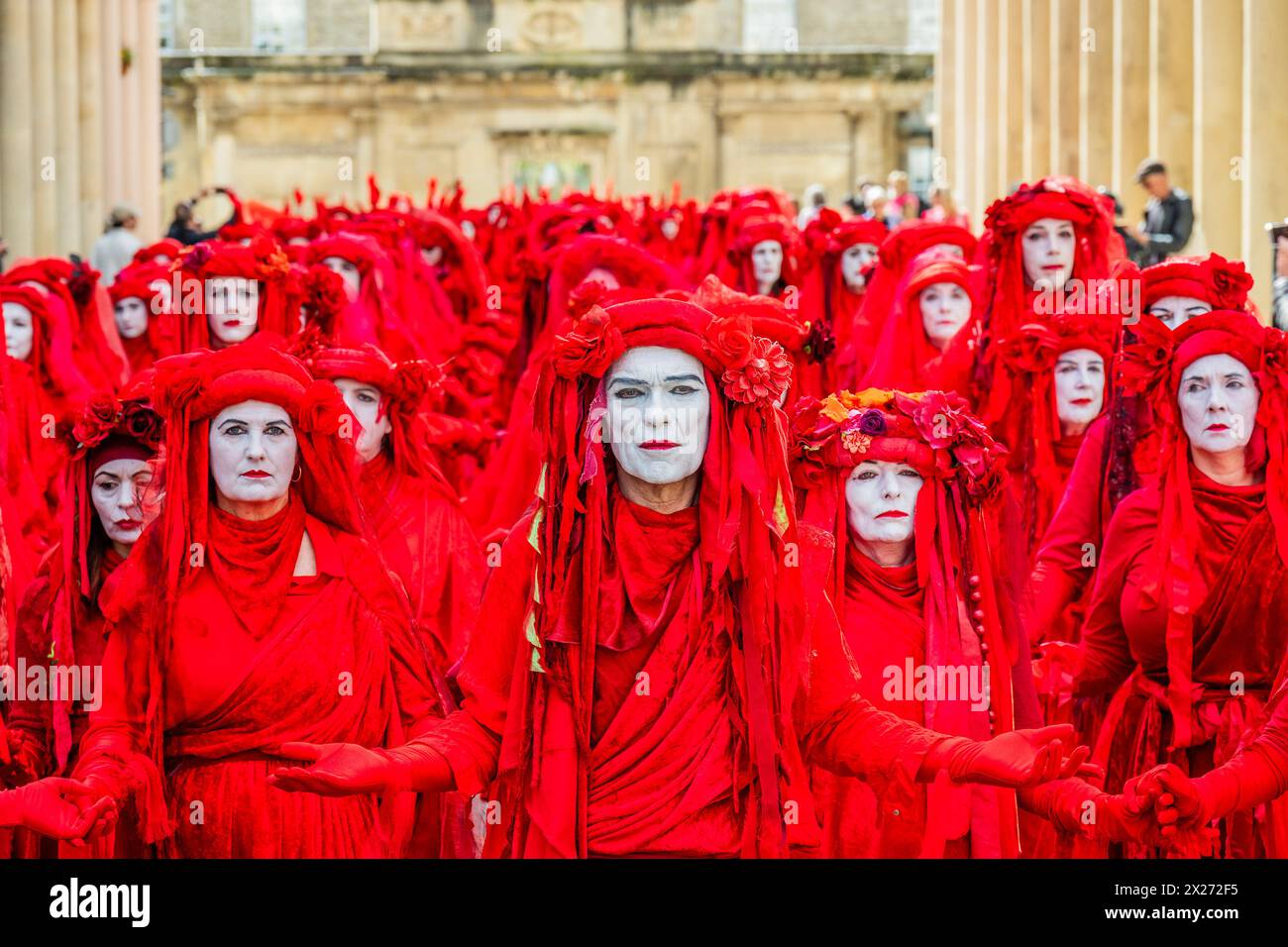 Bath, UK. 20th Apr, 2024. Nature is carried on a 'natural' hearse to ...