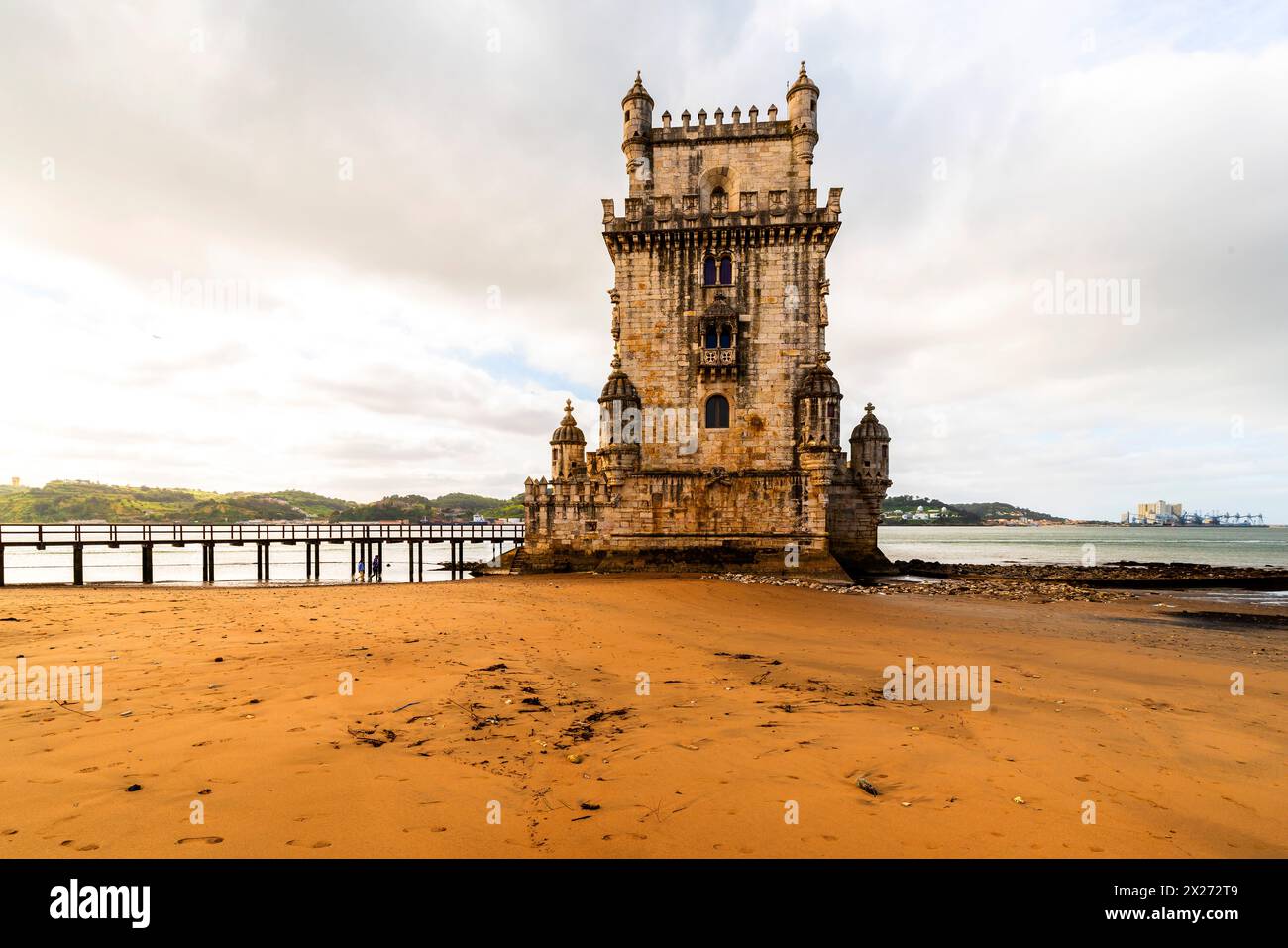 View of the famous tower of Belem or Torre de Belem, Lisbon, Portugal ...