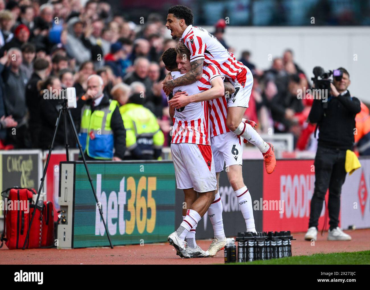 Wouter Burger of Stoke City scores to make it 3-0 during the Sky Bet ...