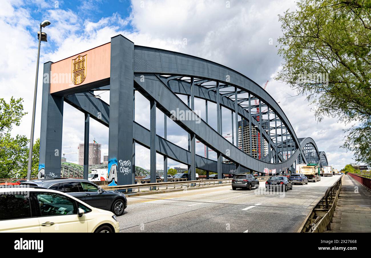 Hamburg, Germany. 18th Apr, 2024. View of the New Elbe Bridge from ...