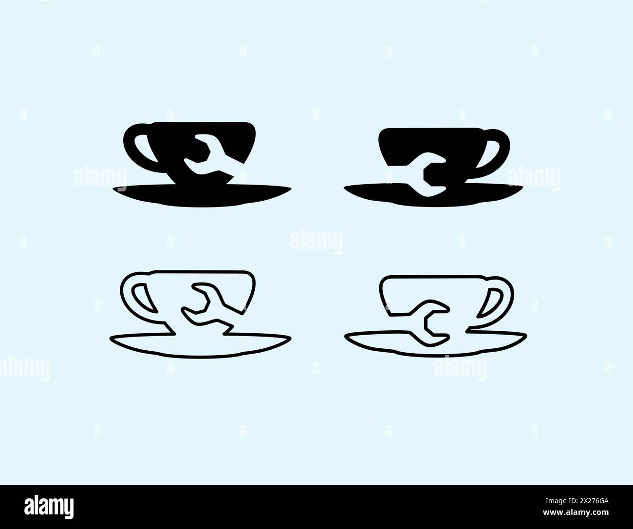 Vector illustration of Icon indicating Coffee Machine Repair. Coffee cup icons outline Stock ...