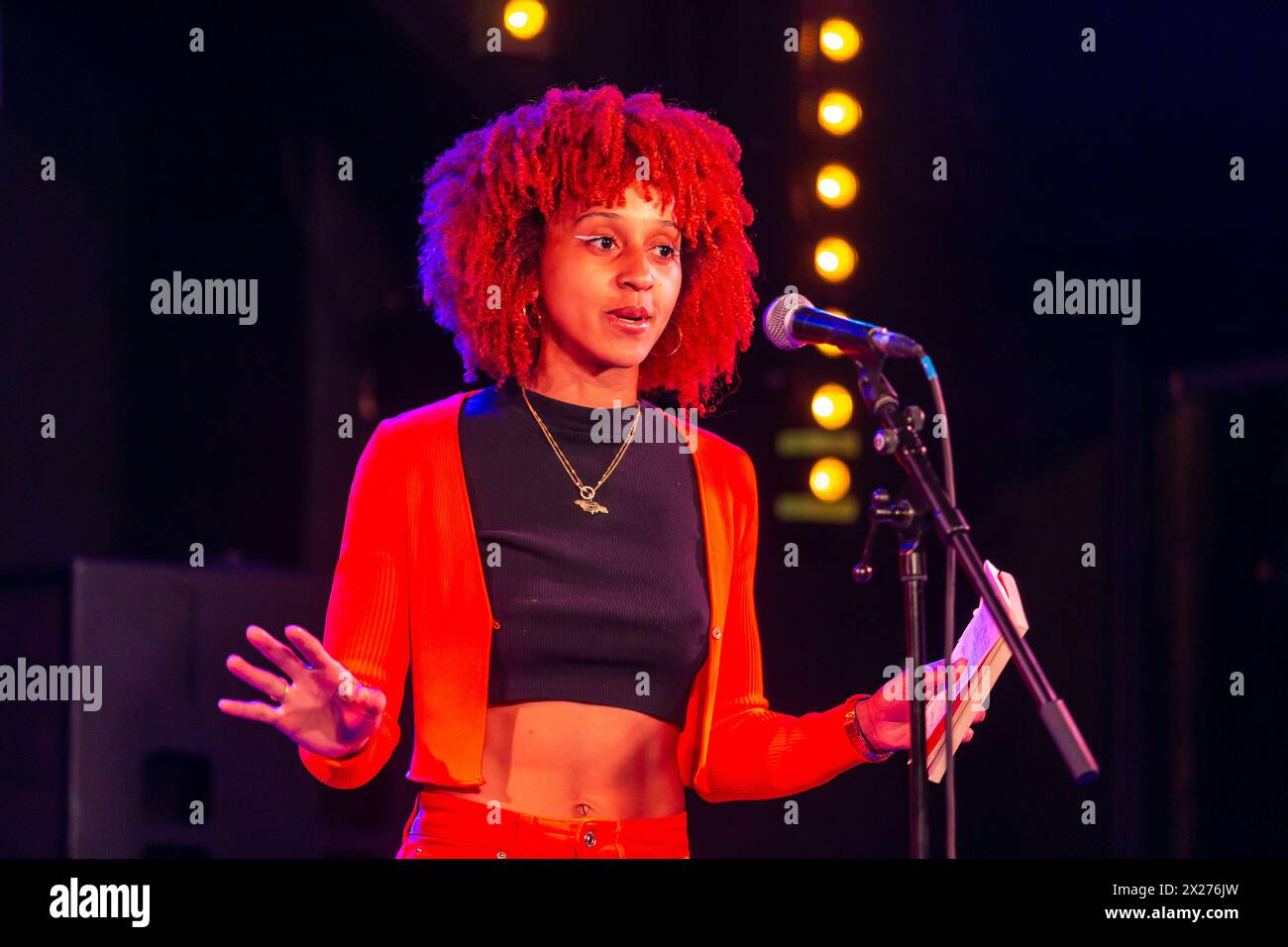 Kings Heath, Birmingham, UK. 20th April, 2024. Nicole Samuels performs ...