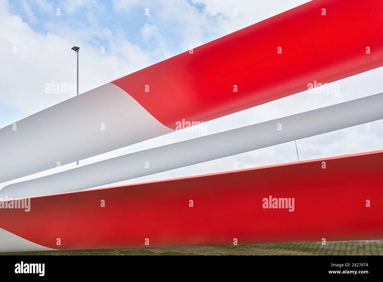 Storage area for wind turbine rotor blades in an industrial area in ...