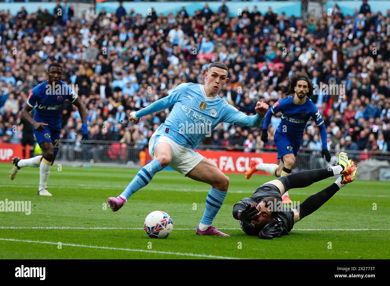 LONDON, UK - 20th Apr 2024: Phil Foden of Manchester City rounds ...