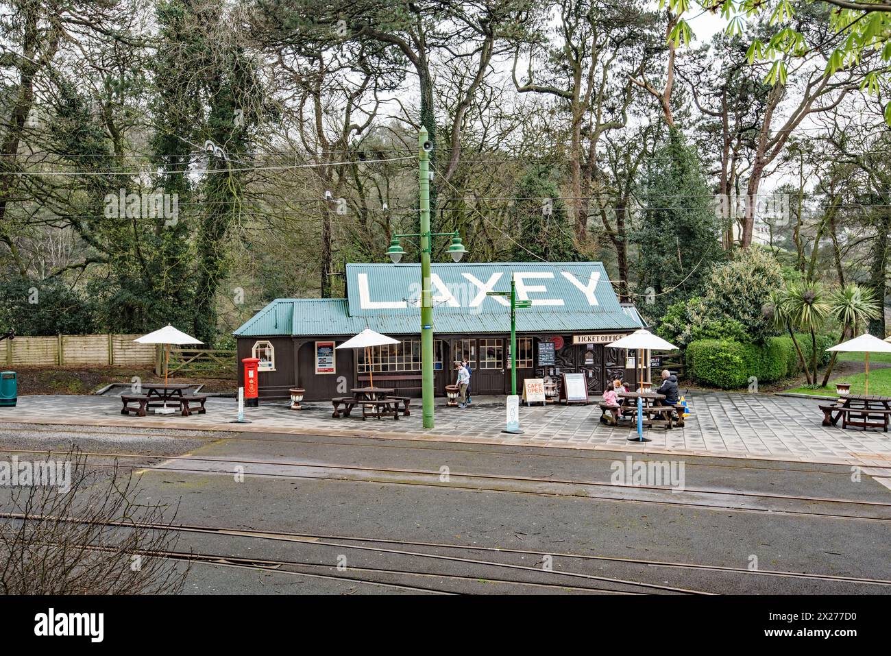 Laxey Isle of Man, cafe and booking office for station pf electric ...