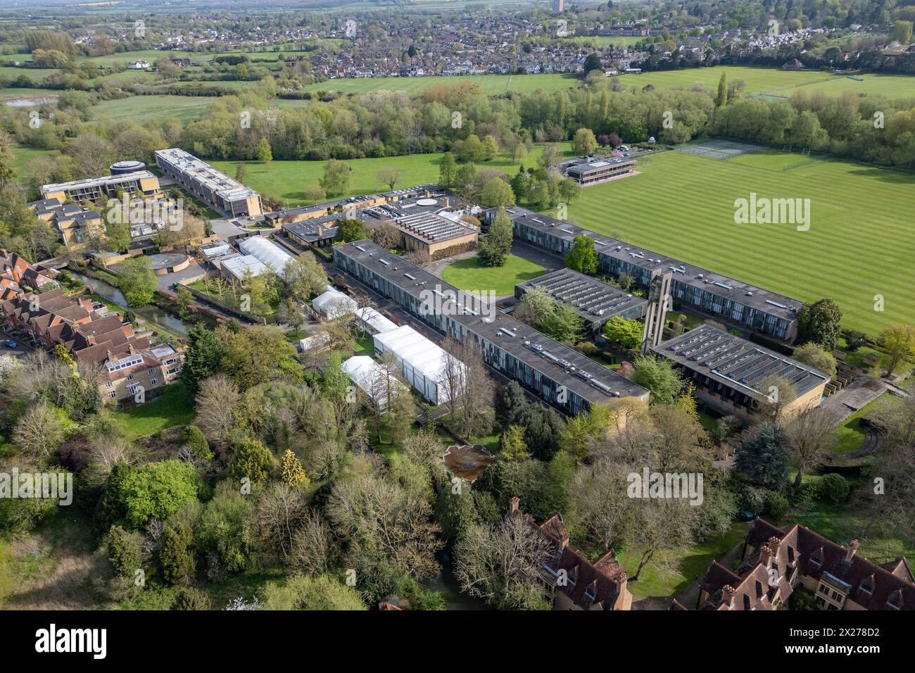 Aerial view of St Catherine's College, University of Oxford, Oxford, UK ...