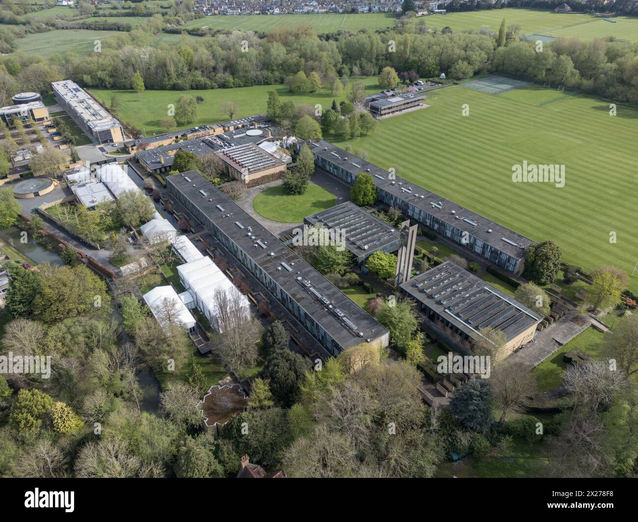 Aerial view of St Catherine's College, University of Oxford, Oxford, UK ...