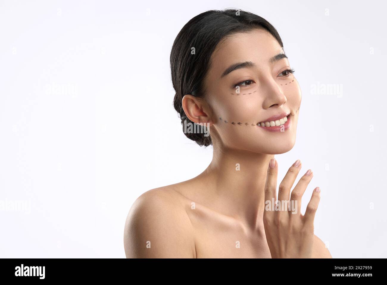 Young women undergoing facial contouring and cosmetic surgery Stock ...