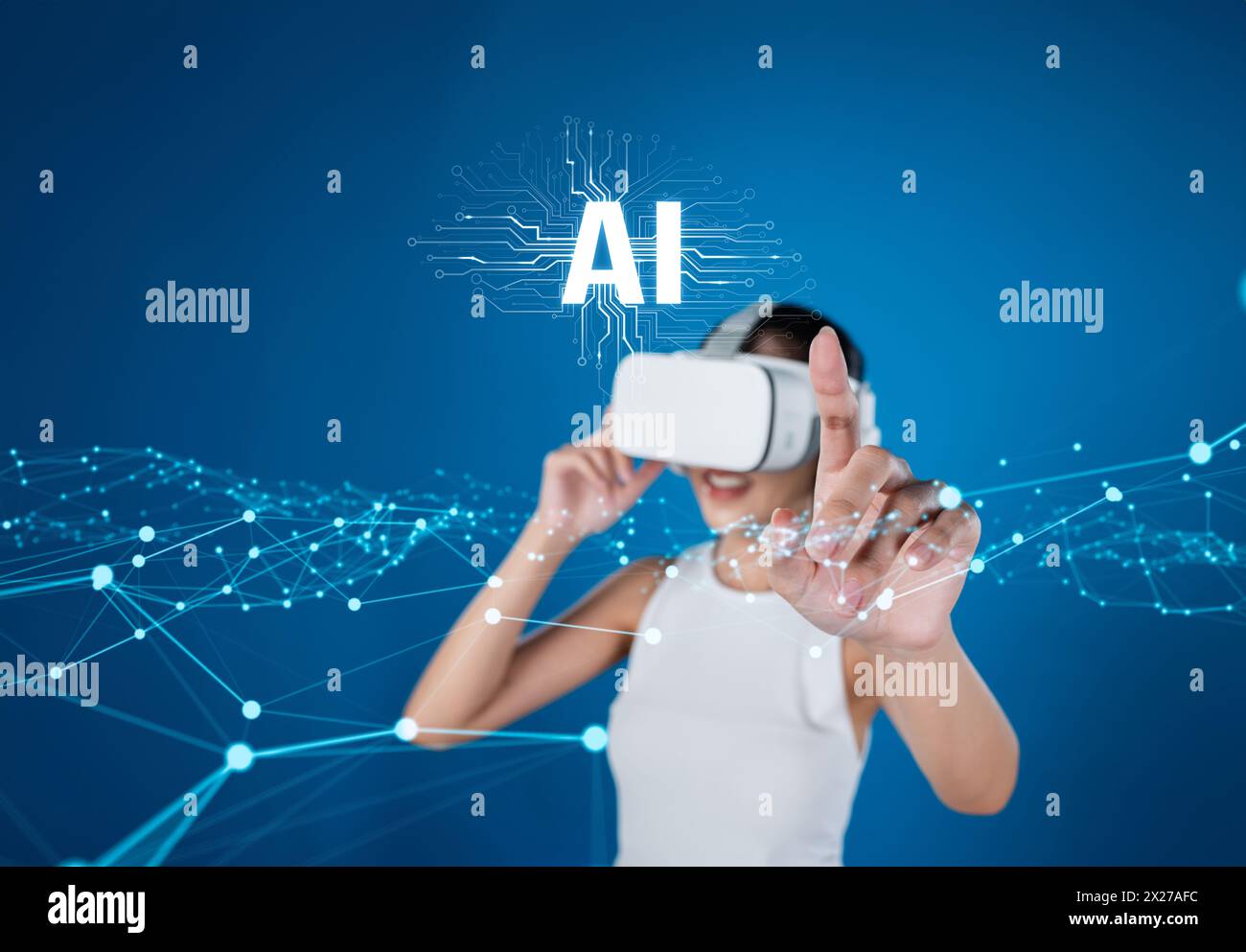 Human interact with AI artificial intelligence brain processor in ... Human interact with AI artificial intelligence brain processor in ...
