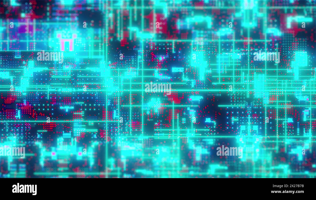 Cyberpunk technology background. Computer generated 3d render Stock Photo - Alamy