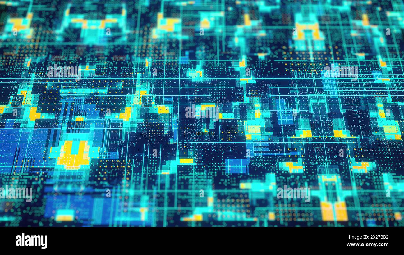 Cyberpunk technology background. Computer generated 3d render Stock Photo - Alamy