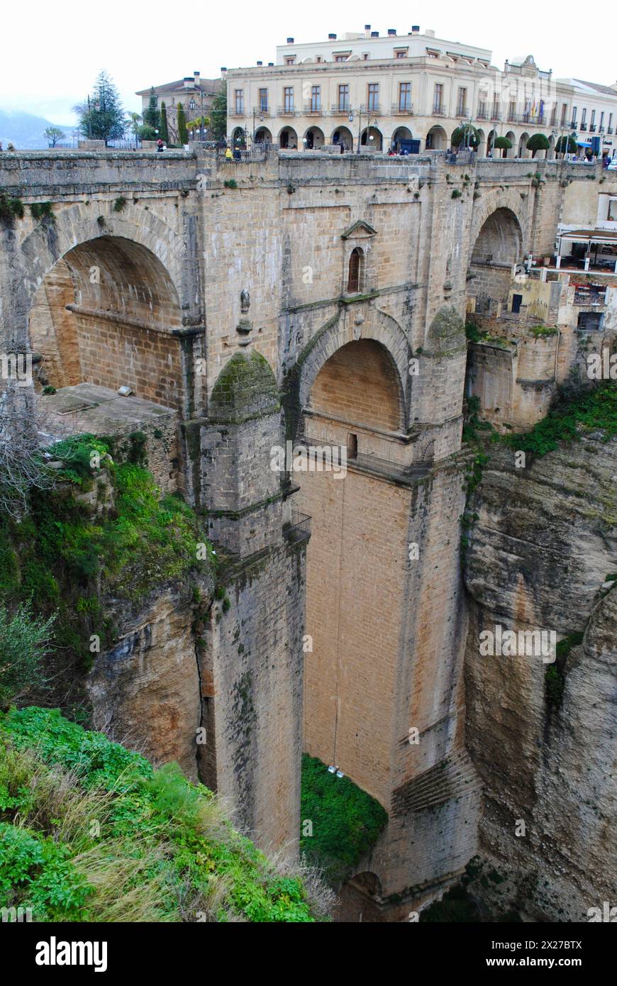 Puente Nuevo bridge over El Tajo canyon in Ernest Hemingway's Ronda in ...