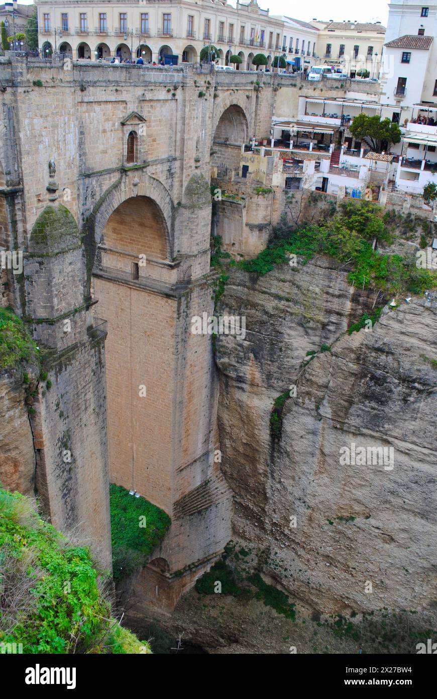 Puente Nuevo bridge over El Tajo canyon in Ernest Hemingway's Ronda in ...