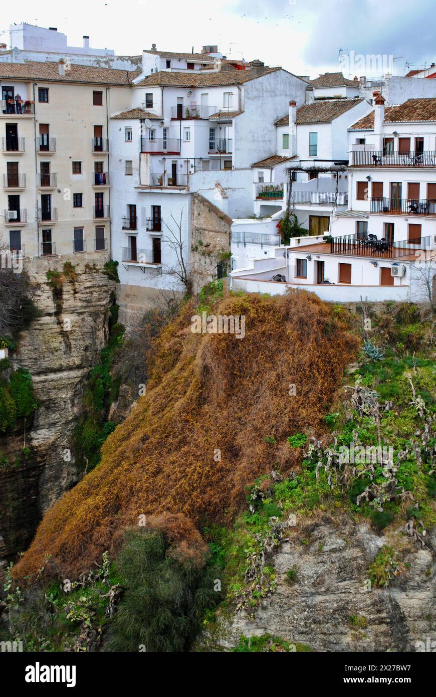 Houses on the edge of El Tajo canyon in Ernest Hemingways Ronda in ...