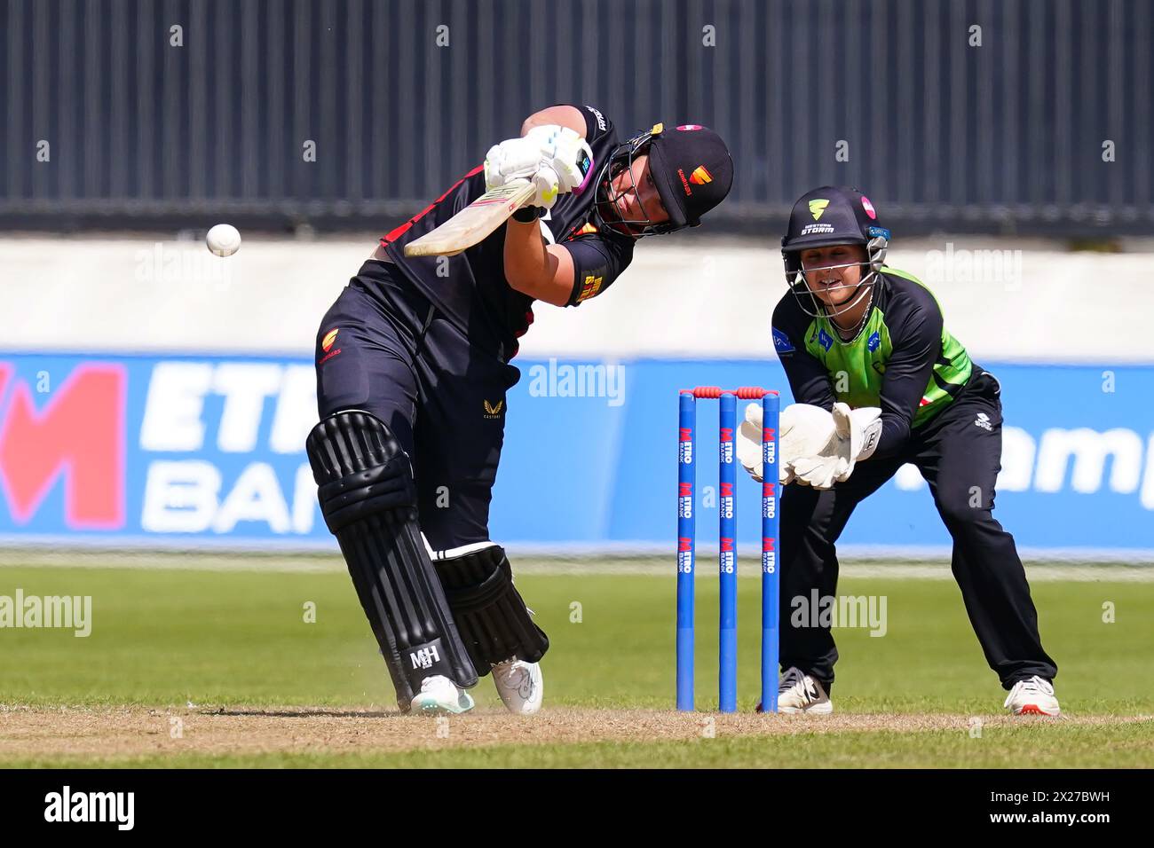 Cardiff, UK, 20 April 2024. Sunrisers' Grace Scrivens batting as ...