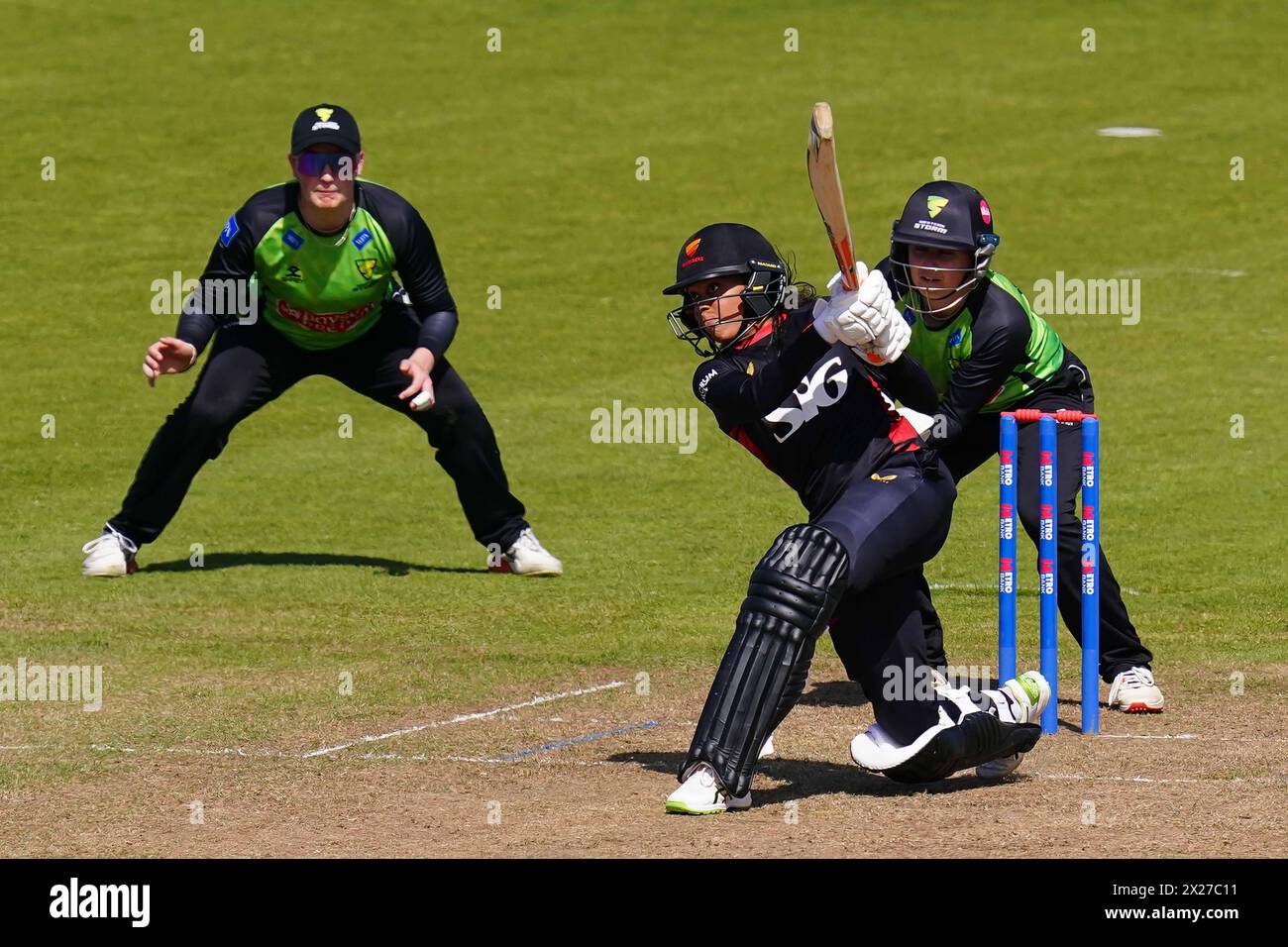 Cardiff, UK, 20 April 2024. ⁠Sunrisers' Cordelia Griffith batting ...