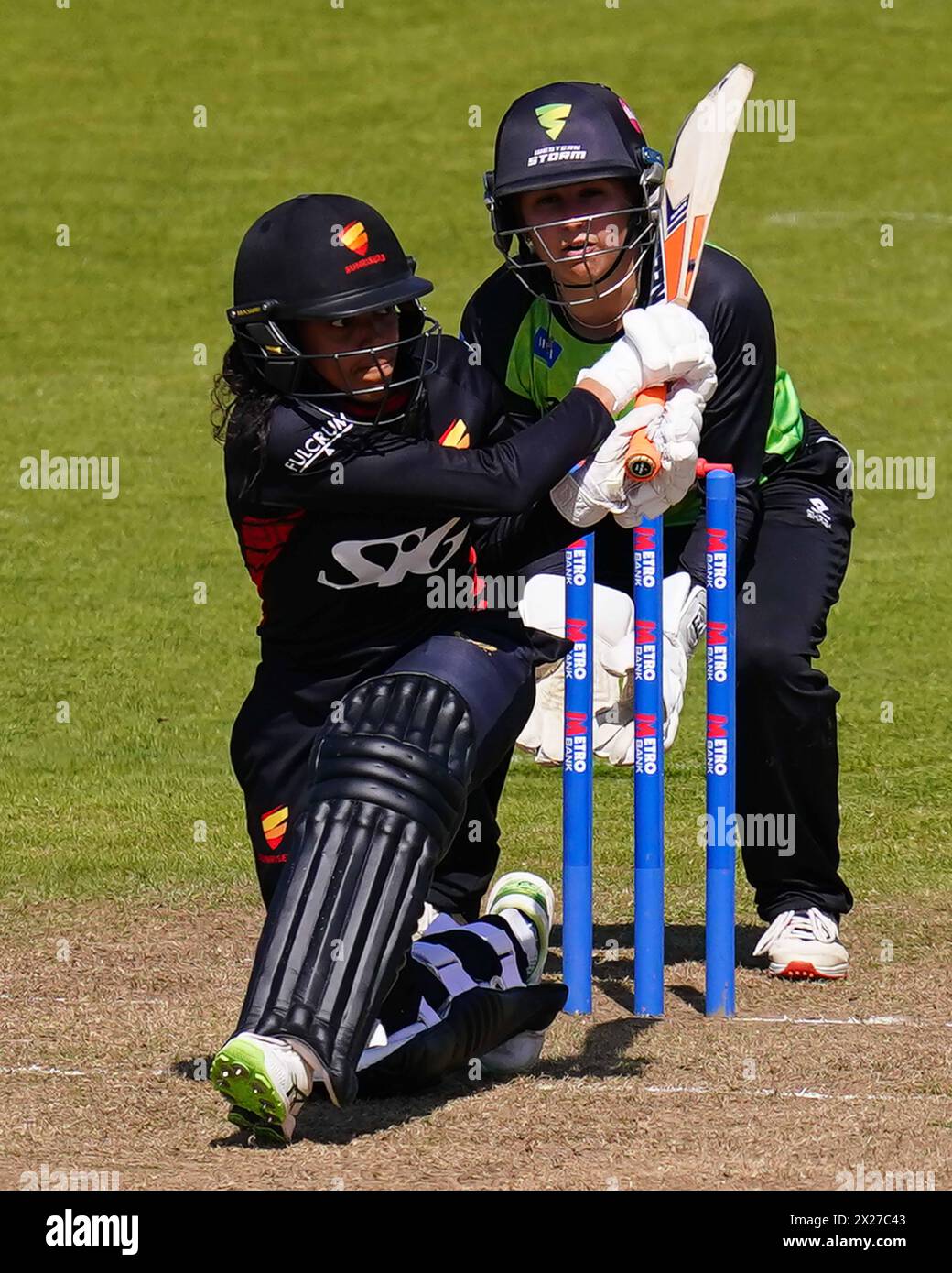 Cardiff, UK, 20 April 2024. ⁠Sunrisers' Cordelia Griffith batting ...