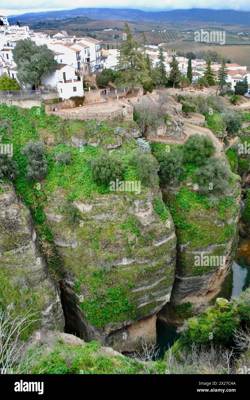 Houses on the edge of El Tajo canyon in Ernest Hemingways Ronda in ...