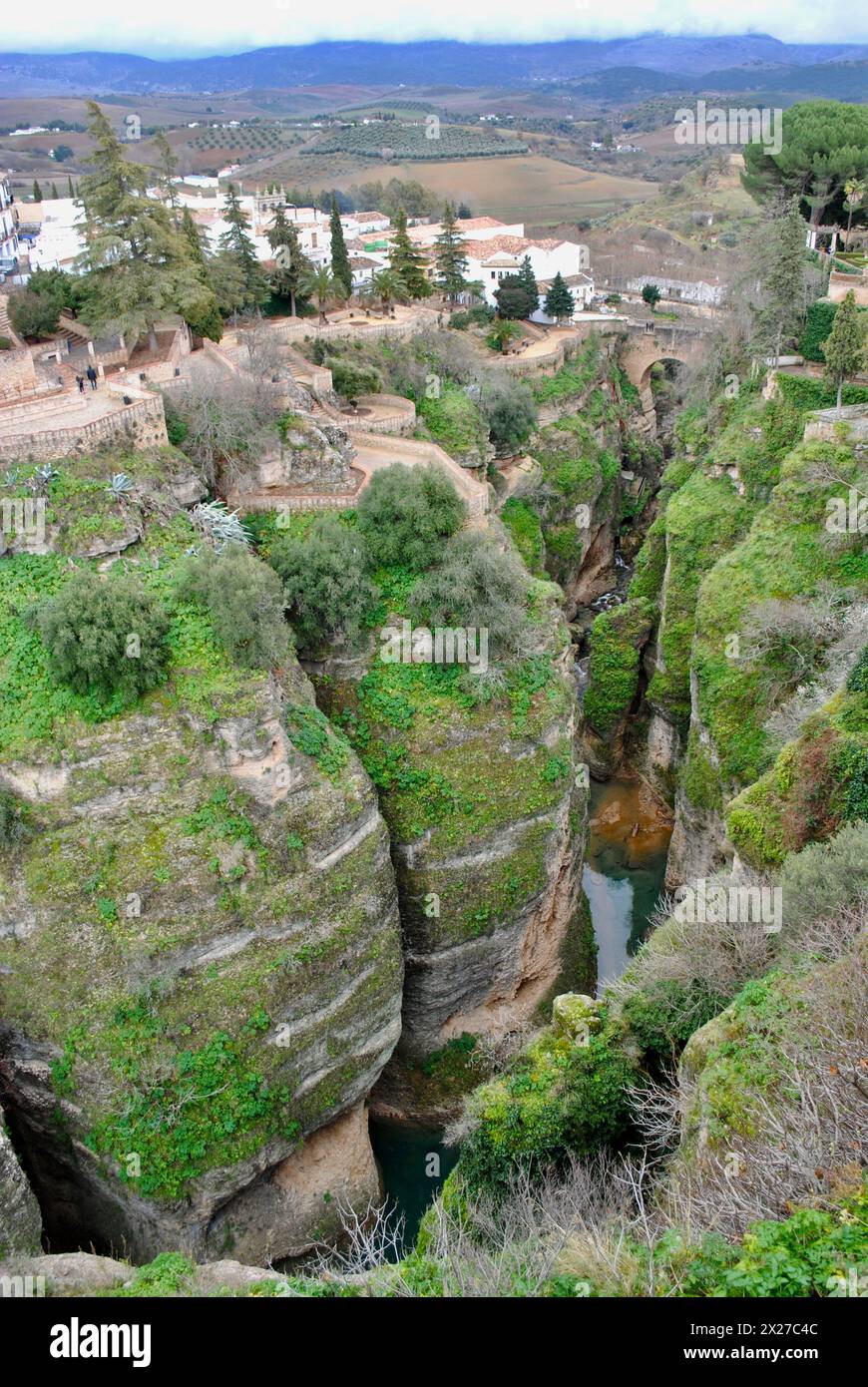 Houses on the edge of El Tajo canyon in Ernest Hemingways Ronda in ...