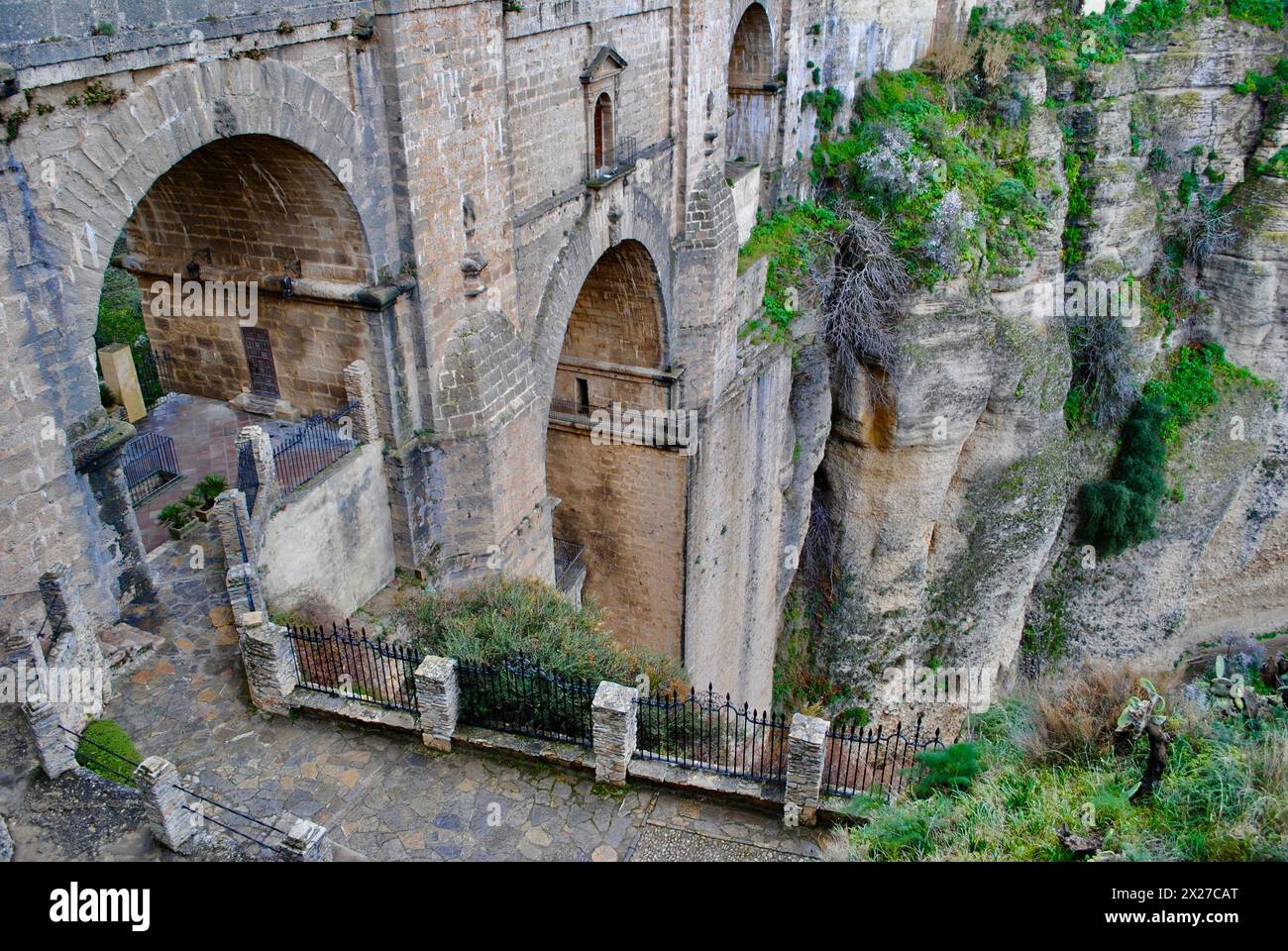 Puente Nuevo bridge over El Tajo canyon in Ernest Hemingway's Ronda in ...