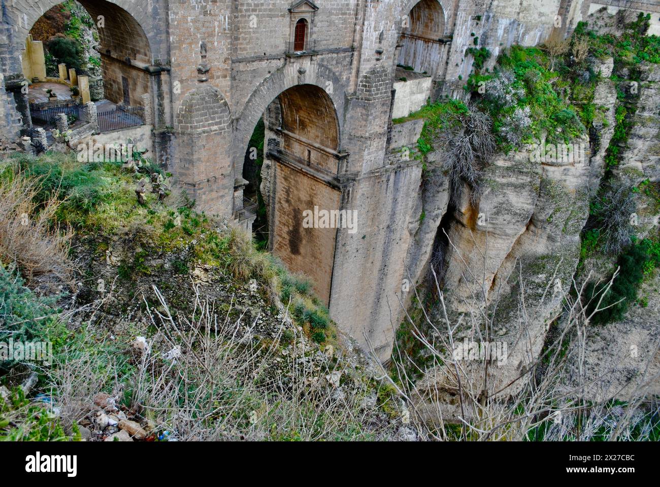 Puente Nuevo bridge over El Tajo canyon in Ernest Hemingway's Ronda in ...