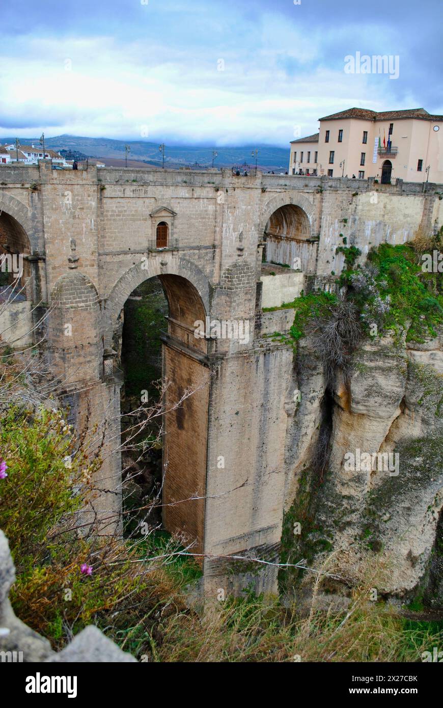Puente Nuevo bridge over El Tajo canyon in Ernest Hemingway's Ronda in ...