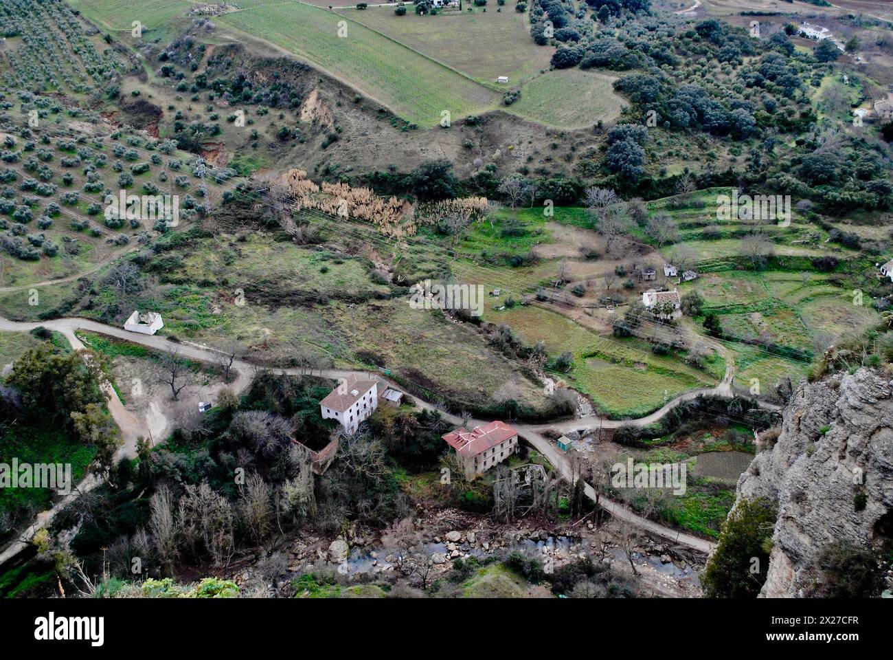View into El Tajo canyon in Ernest Hemingway's Ronda in Andalusia in ...